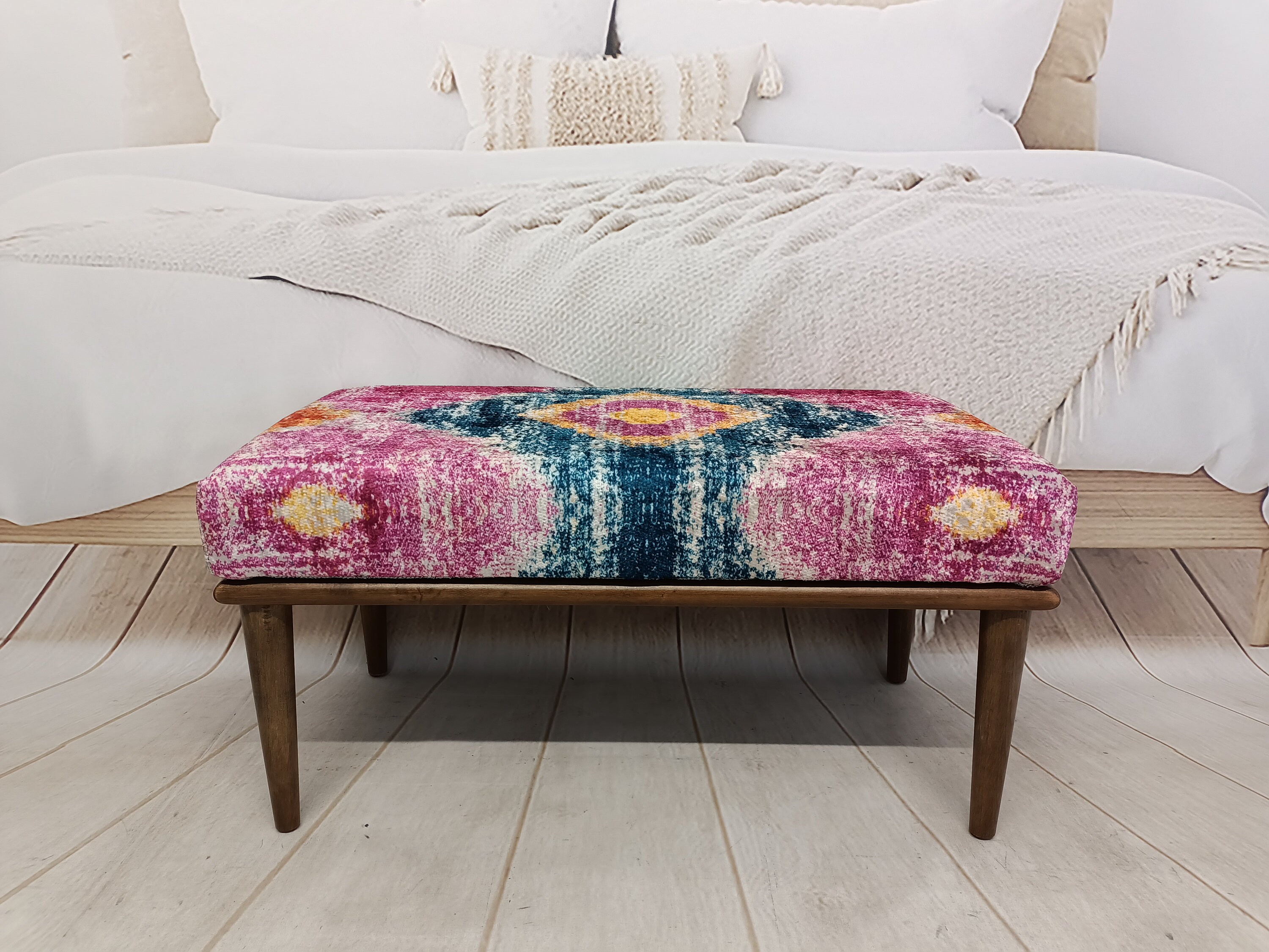 Bench for Bedroom, Bohemian Bench, Entryway Bench, Upholstered Bench ...