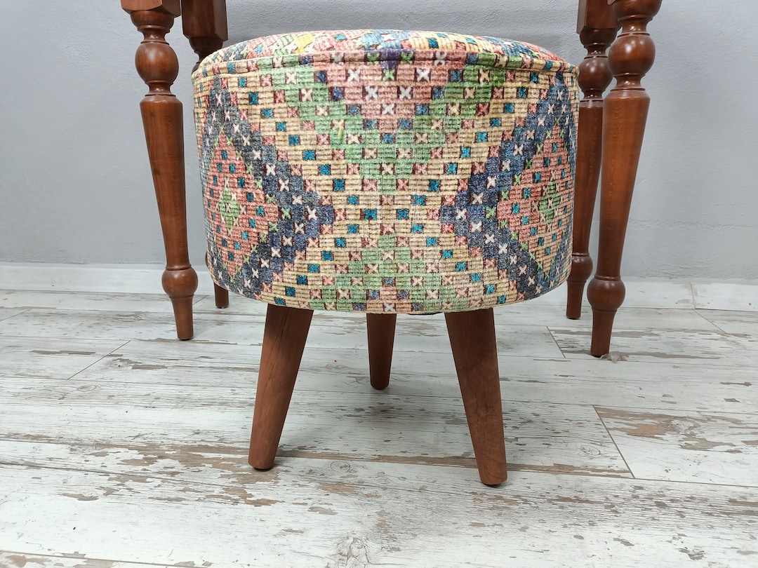 Bohemian Stool, Cocktail Ottoman, Sitting Pouf, Upholstered Bench ...