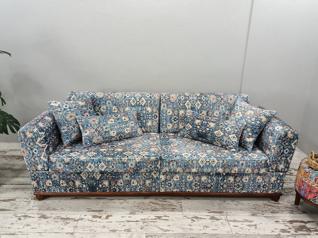 Blue Sofa Couch, Sleeper Sofa, Upholstered Sofa, Lounge Sofa, Living ...