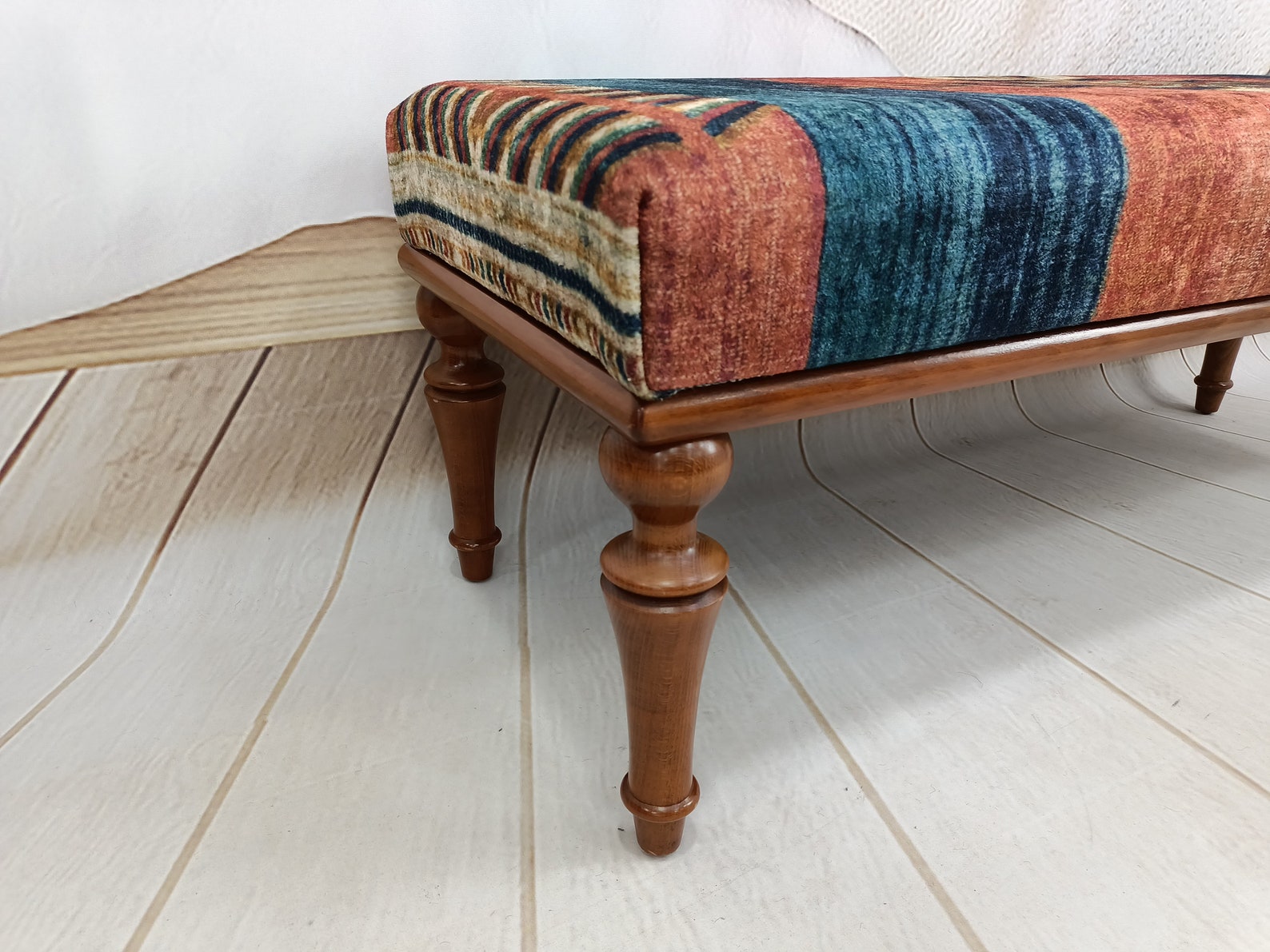 Footstool Bench Aztec Bench Farmhouse Decor Entry Bench - Etsy