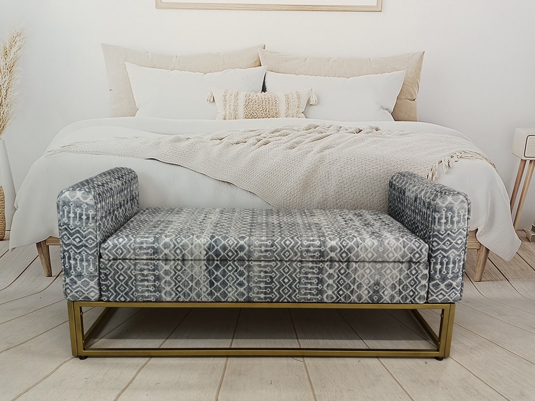 Ottoman Bench With Arms, Upholstered Daybed, Gray Daybed, Storage Sofa ...