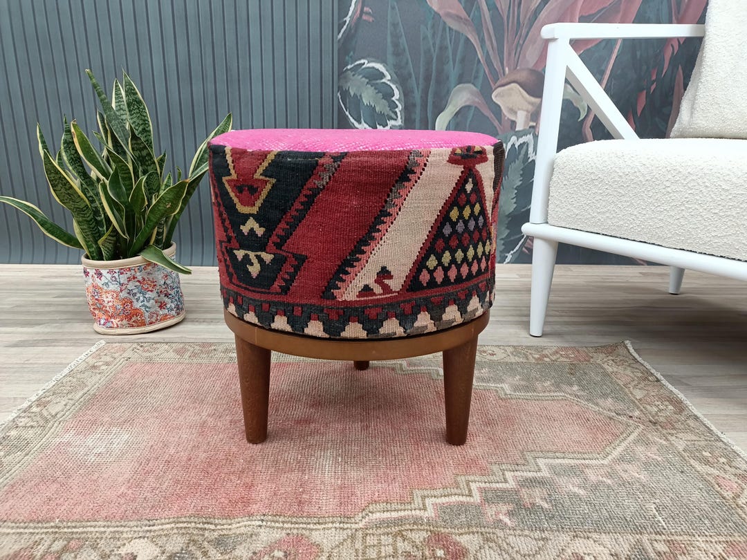Handmade Furniture, Boho Stool, Cozy Stool, Kilim Bench, Ottoman Bench ...