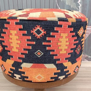 Ottoman Stool, Lobby Stool, Upholstered Footstool, Aztec Stool, Orange ...
