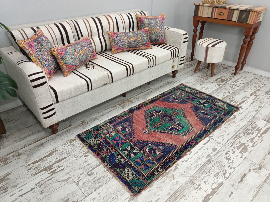 Oriental Rug, Small Rug, Entry Rug, Floor Rug, Vintage Rug, Oushak Rug ...