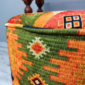 Ottoman Stool, Lobby Stool, Upholstered Footstool, Aztec Stool, Orange ...