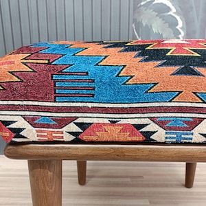 Footstool Bench, Aztec Bench, Farmhouse Decor, Entry Bench, Ottoman ...