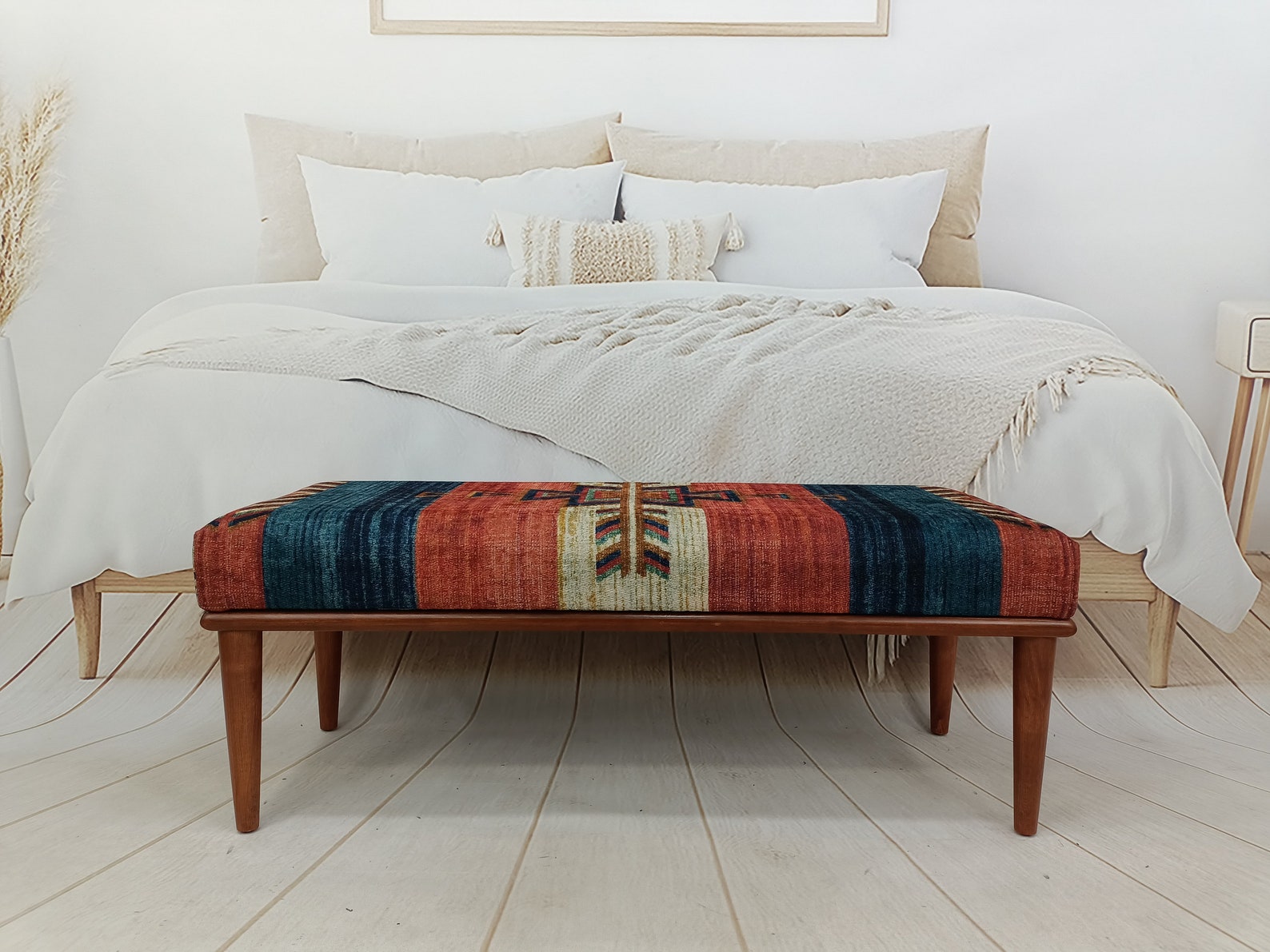 Footstool Bench Aztec Bench Farmhouse Decor Entry Bench - Etsy