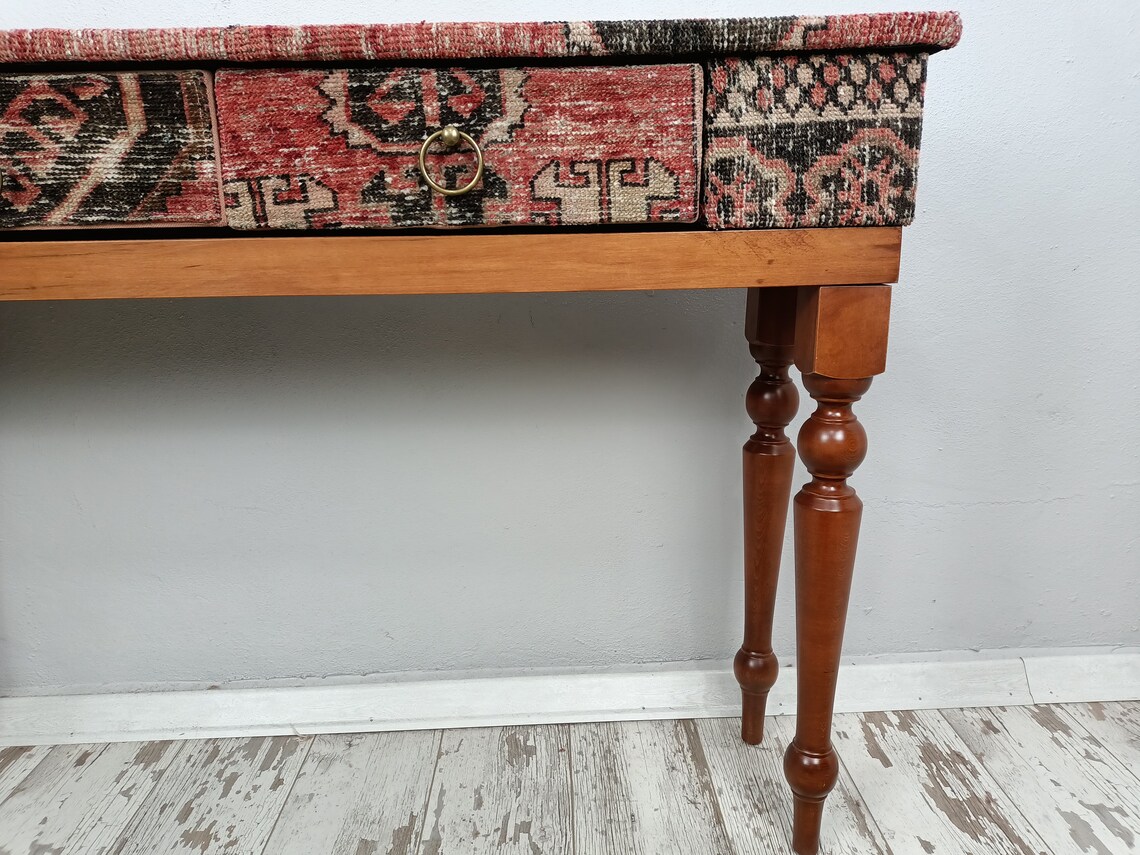 Vintage Dressing Table, Entry Console Table, Upholstered Hall Table ...