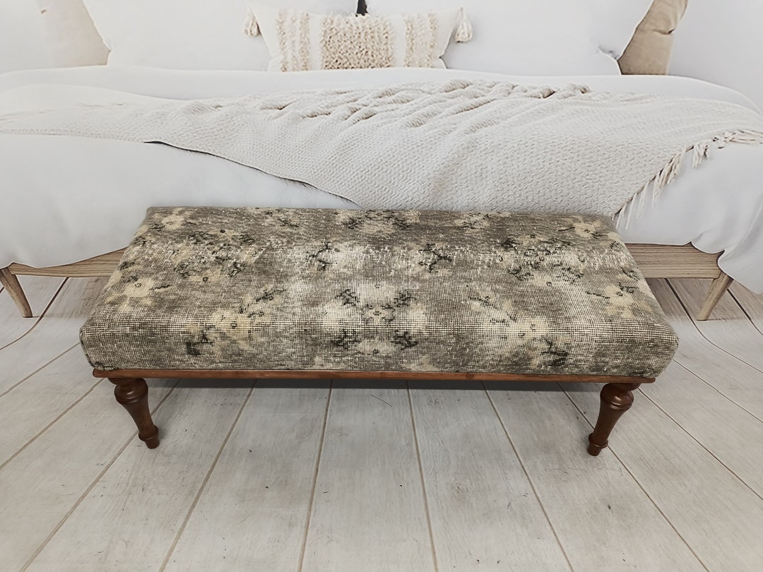 Vintage Rug Bench, Coffee Table Bench, Entry Bench, Yoga Bench, Covered ...