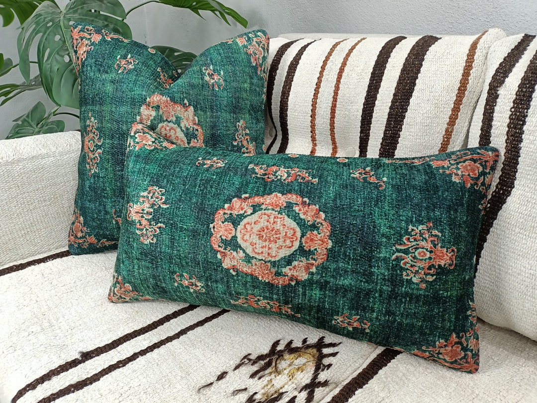 Turkish Pillow, Emerald Pillow, Floral Pillow Cover, Body Pillow ...