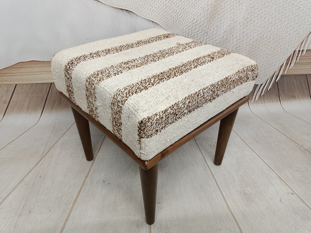 Bean Bag Ottoman, Pouf Stool, Vanity Stool, Kilim Rug Bench, Footstool ...