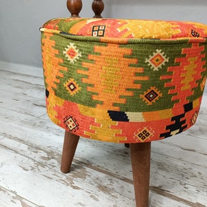 Ottoman Stool, Lobby Stool, Upholstered Footstool, Aztec Stool, Orange ...