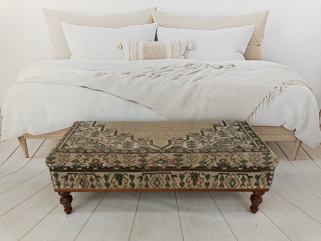 Bench With Storage, Turkish Rug Bench, Hallway Bench, Padded Seat ...