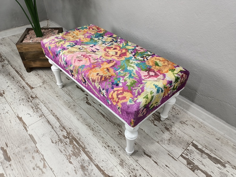 Upholstered Bench, Funky Chair, Bohemian Bench, Bedroom Bench, Lounging ...