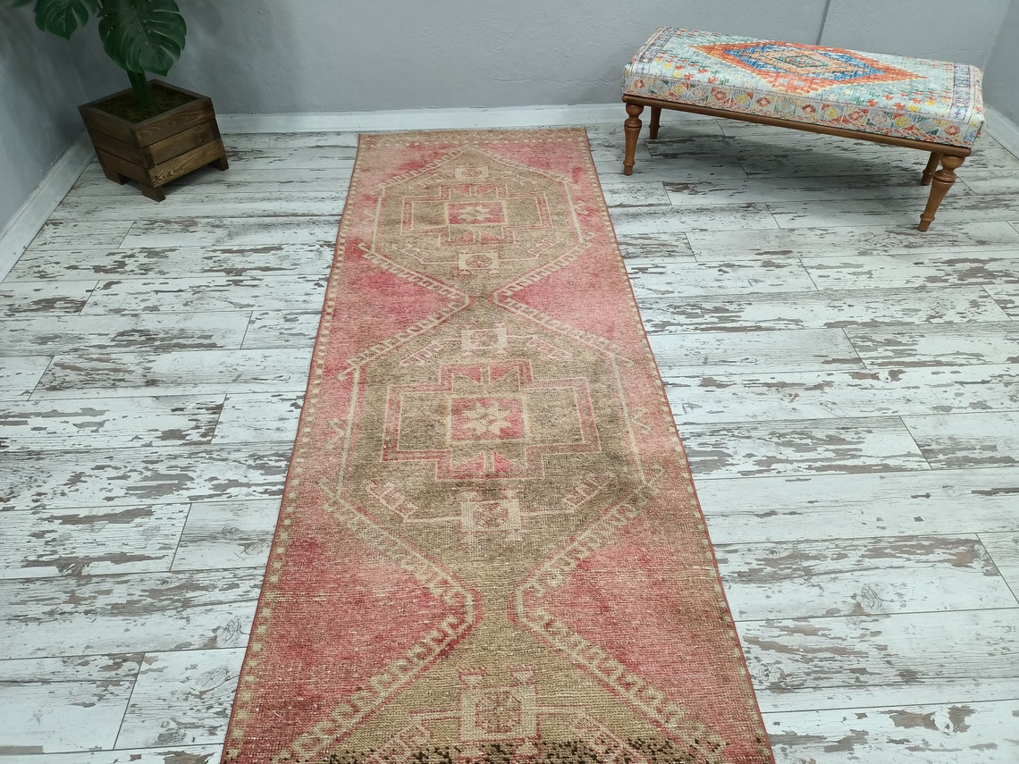 Pink Brown Rug Hallway Rug Entryway Rug Stair Rug Kitchen - Etsy