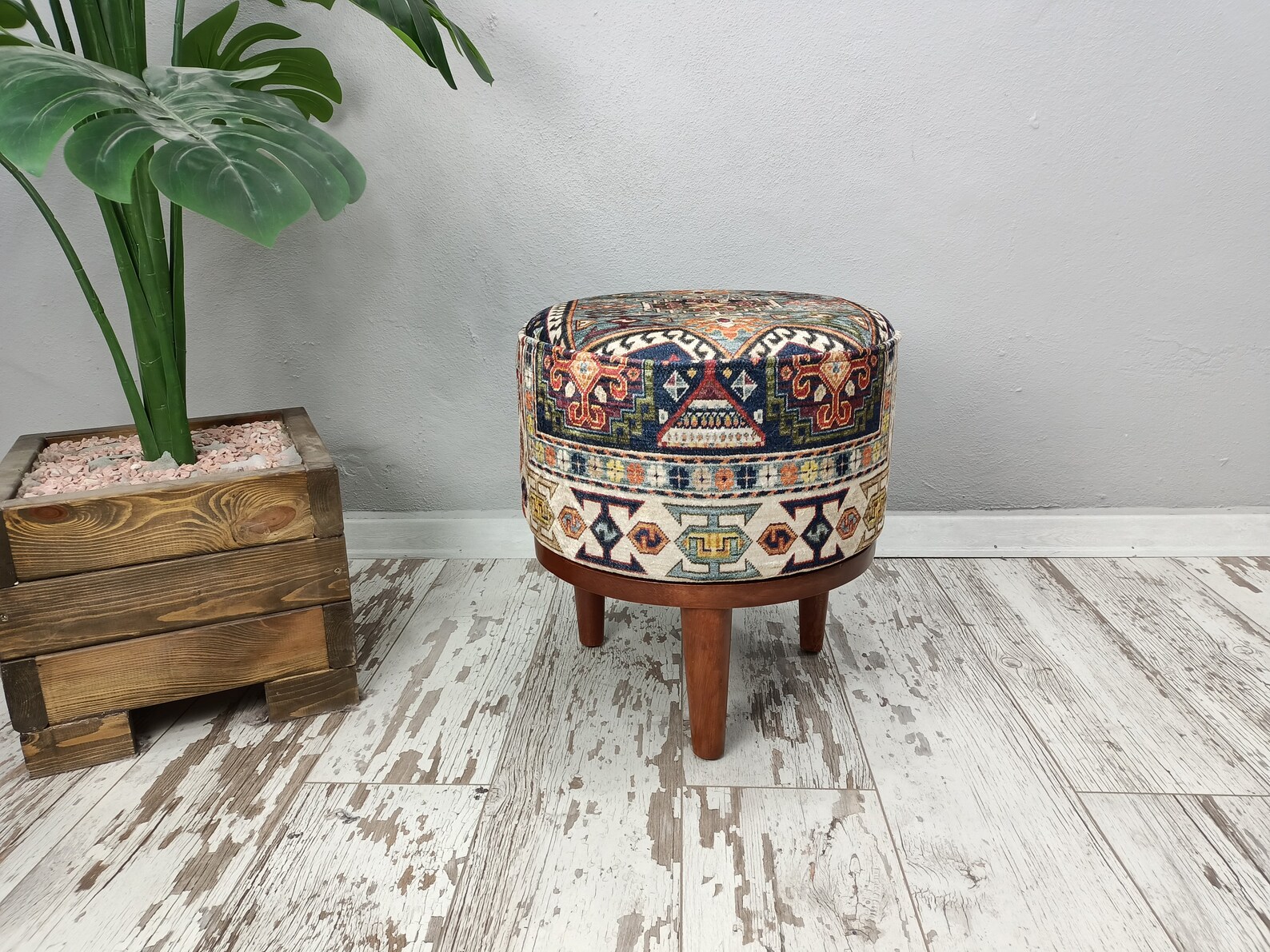 Round Pouf Stool, Bedroom Pouf, Footstool Ottoman, Tufted Stool, Piano ...