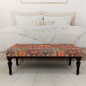Handmade Furniture, Boho Upholstered Bench, Piano Bench, Footstool ...