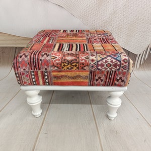 Vanity Stool, Handmade Footstool, Upholstered Footstool, Handmade ...