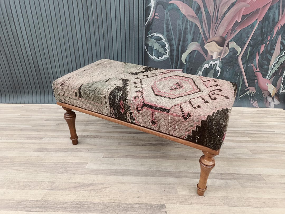 Upholstered Bench, Vintage Rug Bench, Hallway Bench, Meditation Bench ...