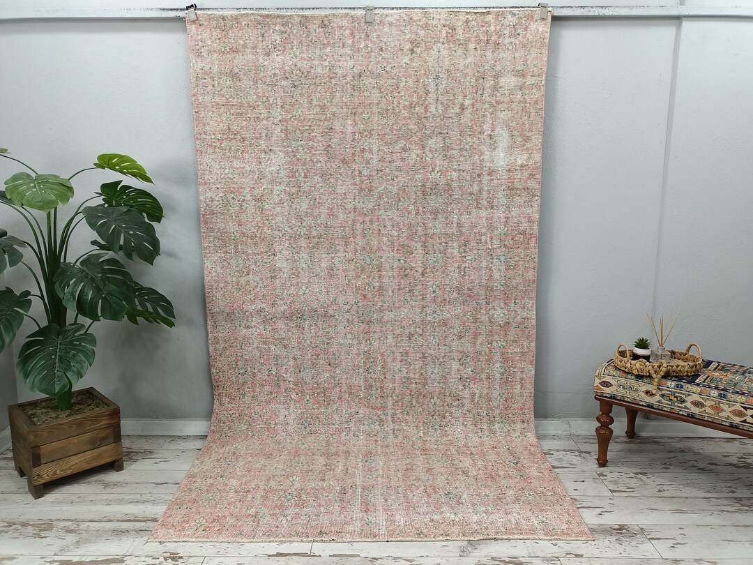 Muted Pink Rug, Faded Rug, Antique Rug, Turkish Rug, Distressed Rug ...