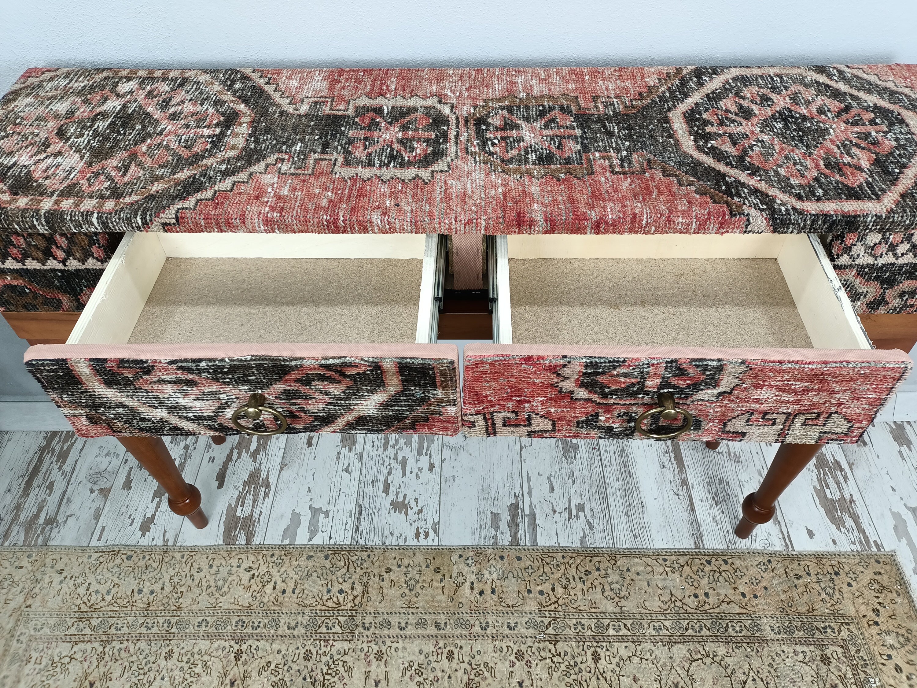 Vintage Dressing Table, Entry Console Table, Upholstered Hall Table ...