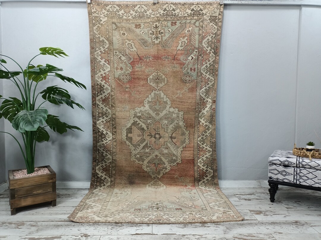 Oushak Pink Rug, Cottage Core Rug, Ethnic Rug, Dining Table Rug ...