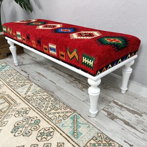 Red Color Bench, Handmade Furniture, Upholstered Bench, Ottoman Bench ...