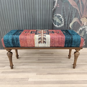Footstool Bench, Aztec Bench, Farmhouse Decor, Entry Bench, Ottoman ...