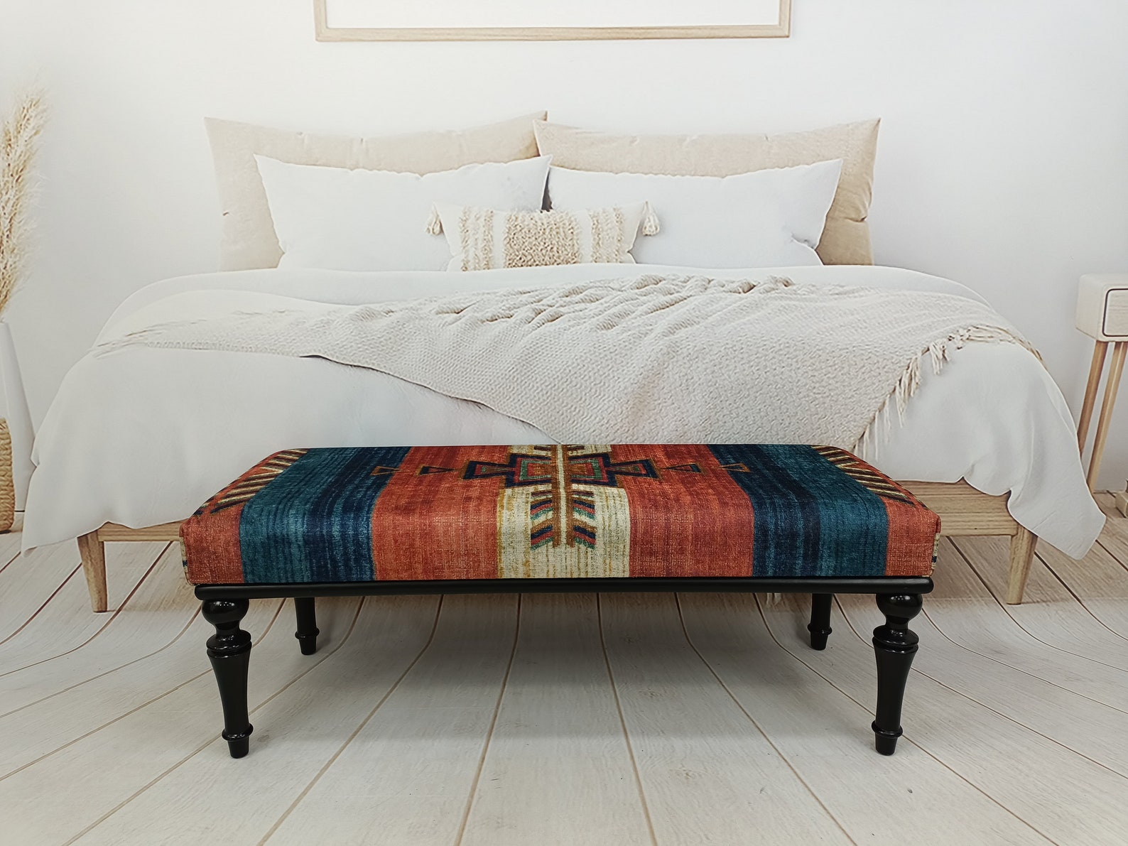 Footstool Bench Aztec Bench Farmhouse Decor Entry Bench - Etsy