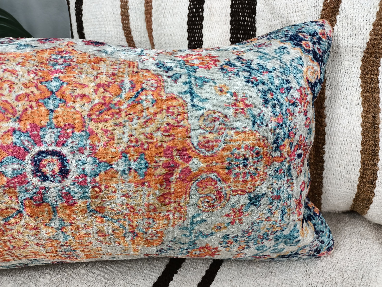 Decorative Pillow, Mini Oushak Pillow, Bolster Pillow Cover, Floral ...