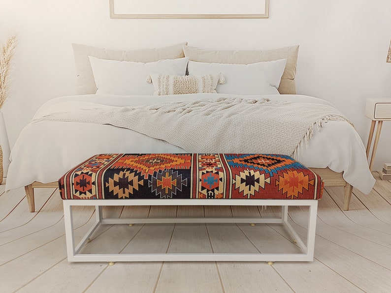 Footstool Bench Aztec Bench Farmhouse Decor Entry Bench - Etsy