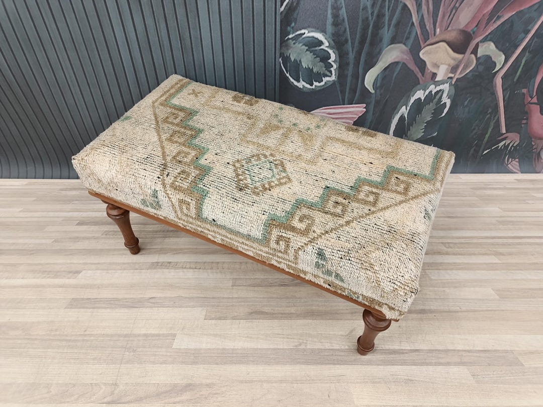 Turkish Rug Upholstered Bench, Oriental Bench, Authentic Bench, Rustic ...