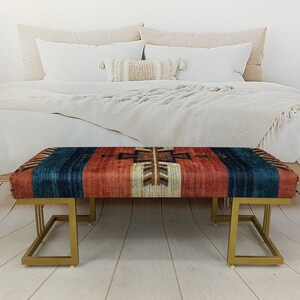 Footstool Bench Aztec Bench Farmhouse Decor Entry Bench - Etsy