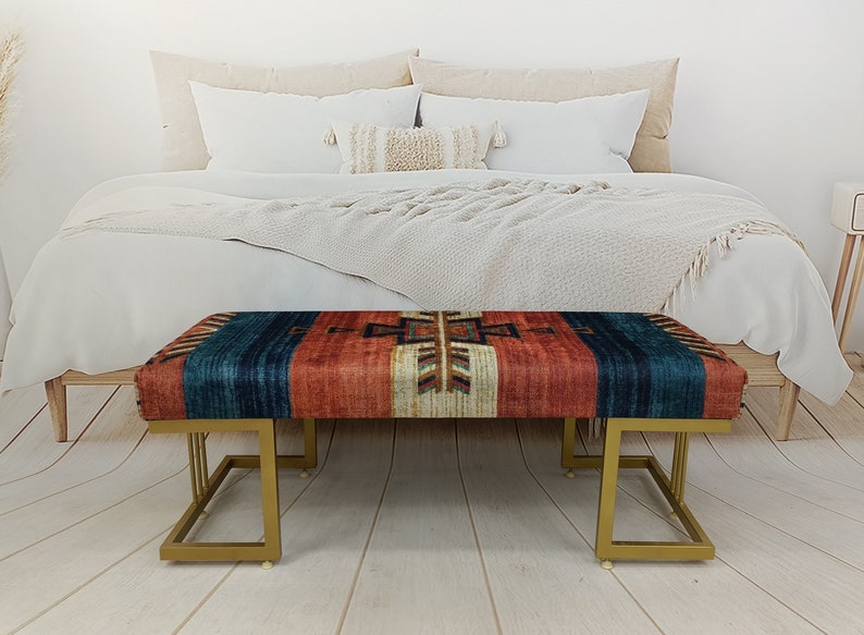 Footstool Bench Aztec Bench Farmhouse Decor Entry Bench - Etsy