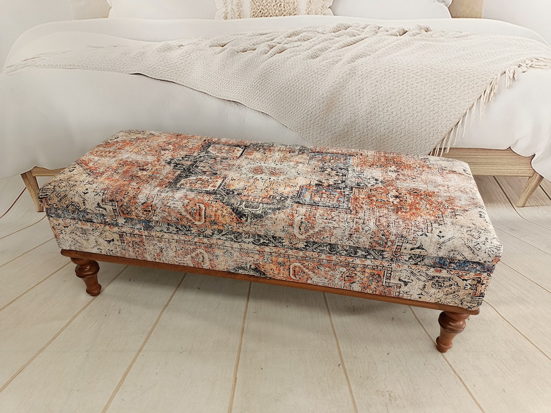 Storage Compartment Upholstered Bench Bohemian Furniture - Etsy