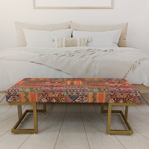 Handmade Furniture, Boho Upholstered Bench, Piano Bench, Footstool ...
