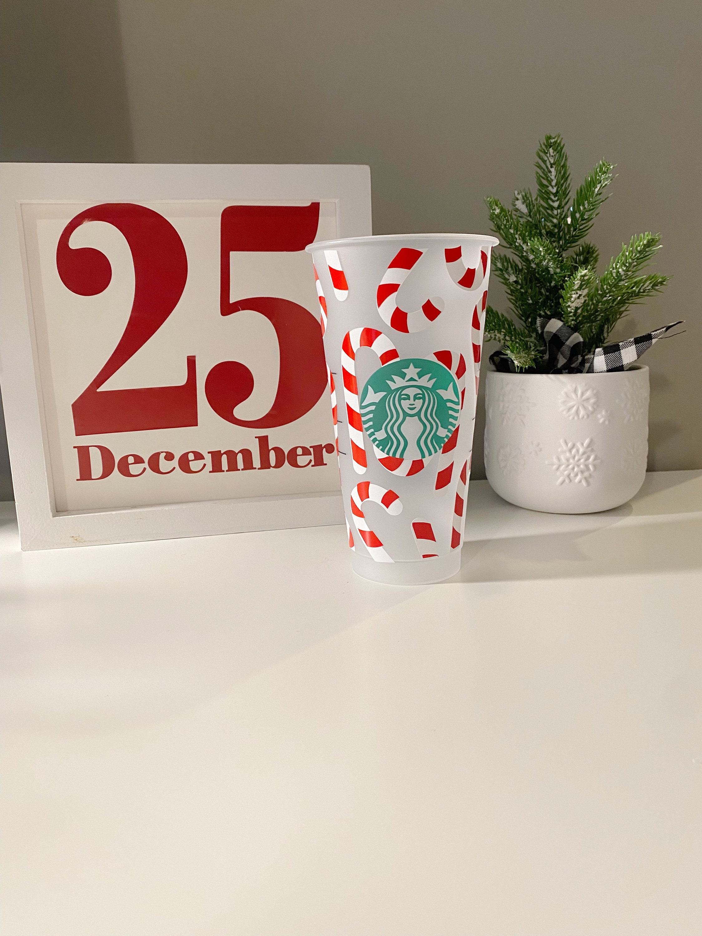 Candy Cane Christmas Cup| Starbucks Candy Cane Cold Cup| Libbey Glass ...