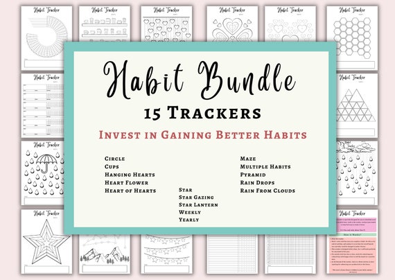 Habit Tracker Bundle Routine Tracker Printable Habit | Etsy