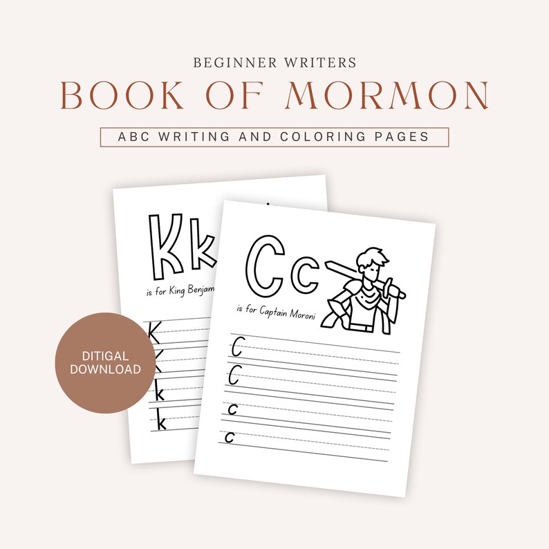 Book of Mormon ABC Printables for Kids Coloring and Writing Practice ...