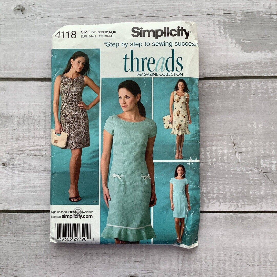 Simplicity 4118 Sewing Pattern Semi-fitted Dress Purse Misses Sizes 8 ...