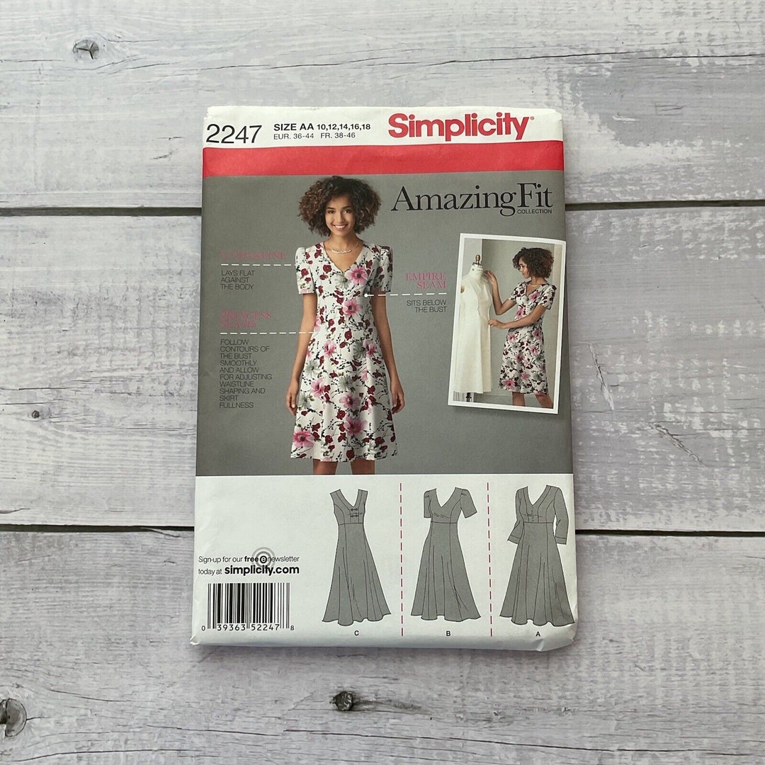 Simplicity 2247 Sewing Pattern Empire Waist Dress Amazing Fit Miss 10 ...