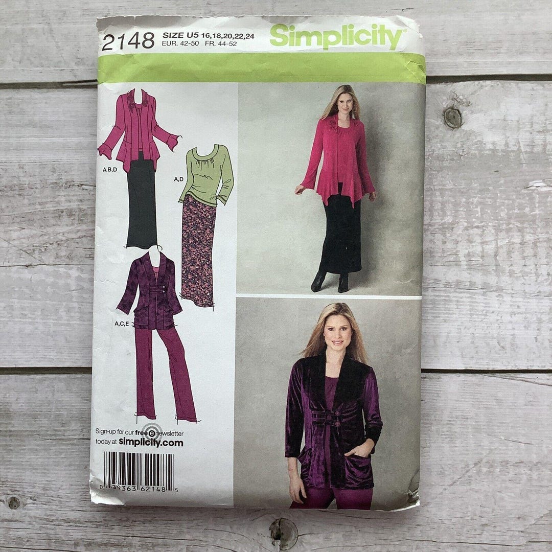 Simplicity 2148 Sewing Pattern Jacket Sweater Top Pants & Skirt Misses ...