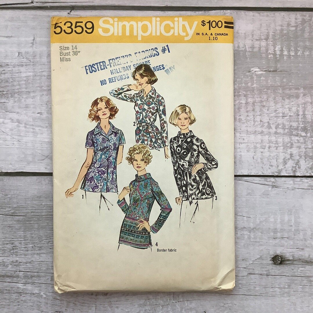 Simplicity 5359 Sewing Pattern Blouses Button Front Misses Size 14 ...