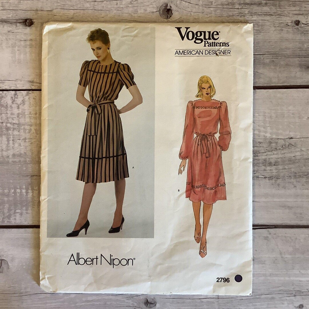 Vogue 2796 Sewing Pattern Albert Nipon Loose Fitting Dress Misses Size ...