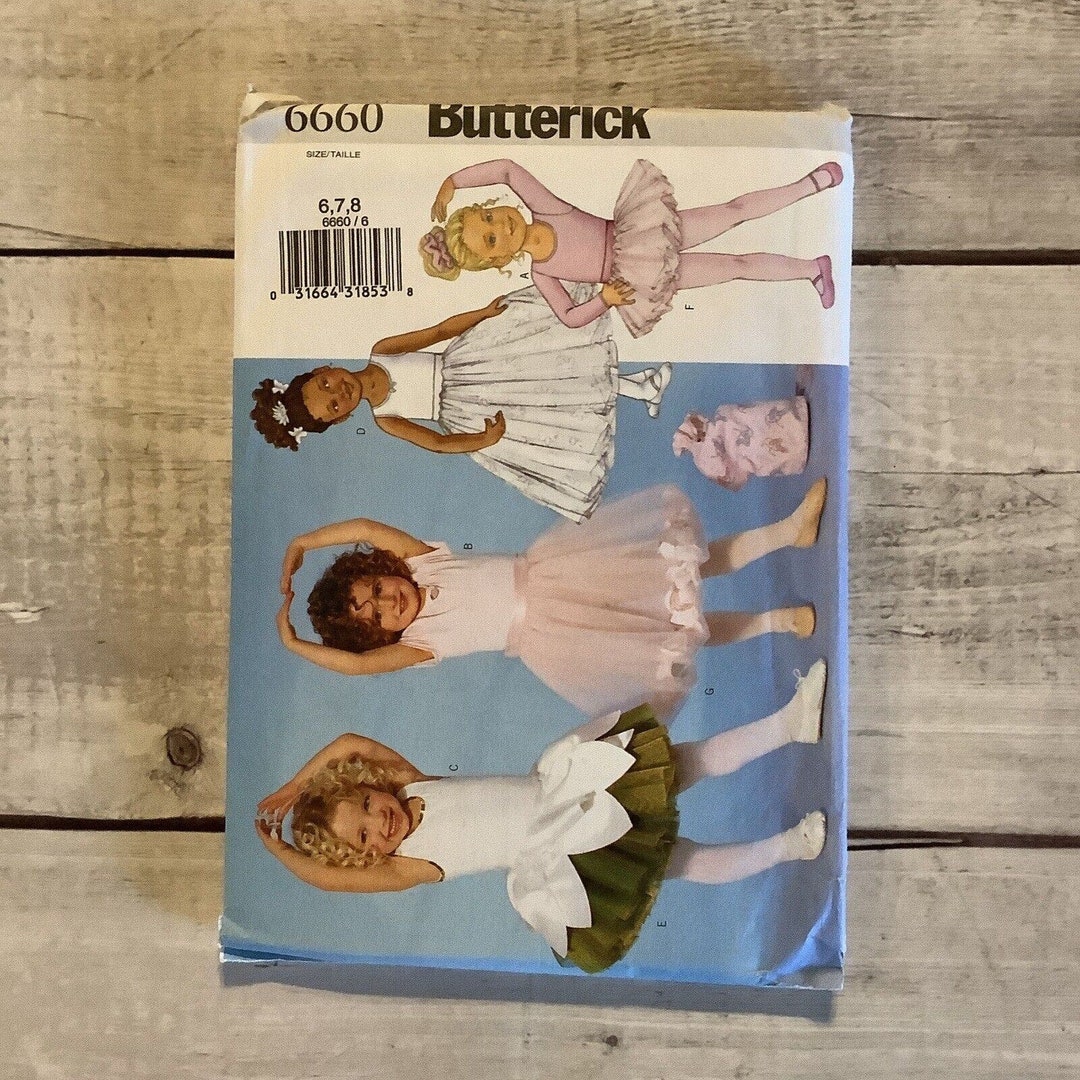Butterick 6660 Sewing Pattern Dance Ballerina Leotard Skirt Child Sz 6 ...