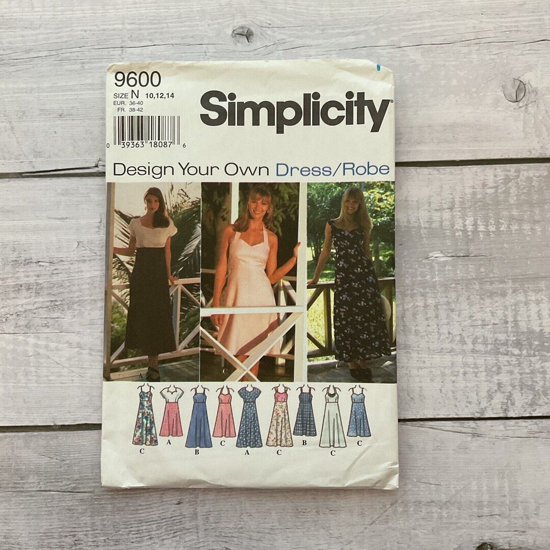 Simplicity 9600 Sewing Pattern Dress Empire Waist Halter Straps Miss 10 ...