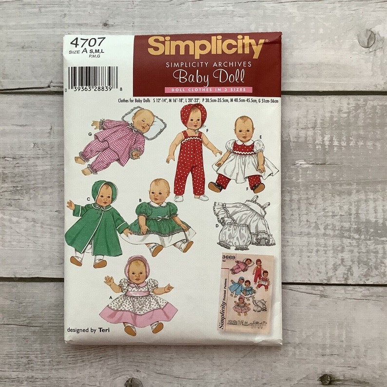 Simplicity 4707 Sewing Pattern Baby Doll Clothes Dress Romper - Etsy