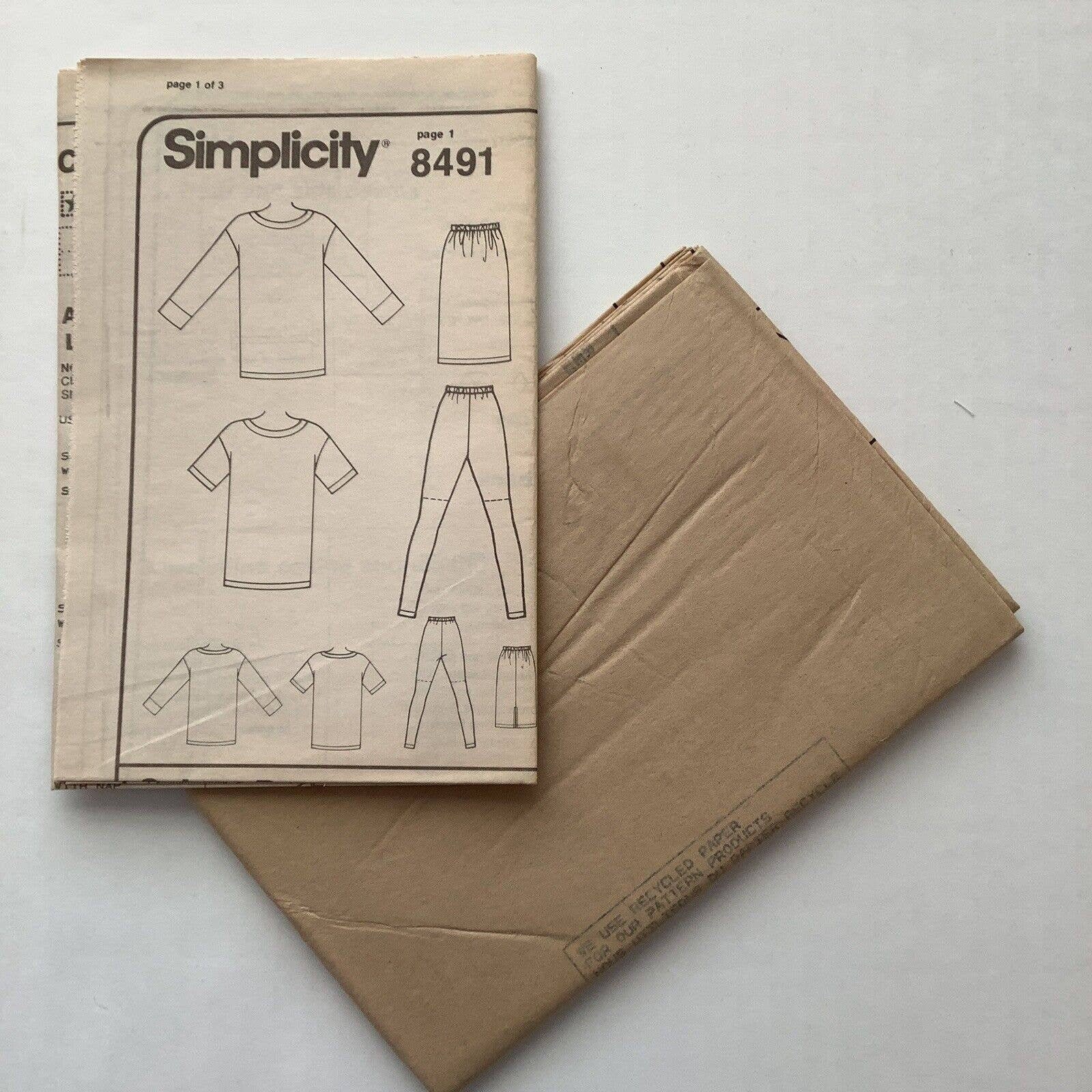 Simplicity 8491 Sewing Pattern Leggings Skirt Tunic Top Misses Size XS-MED UNCUT - Etsy