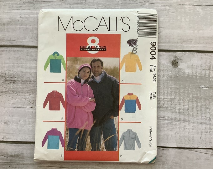 Mccall’s 9004 Sewing Pattern Quarter Zip Fleece Pullover Top With Long ...