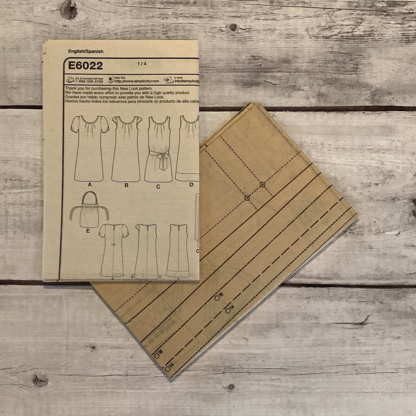 New Look 6022 Sewing Pattern Sheath Dress Boho Handbag Purse Women Sz 6 ...